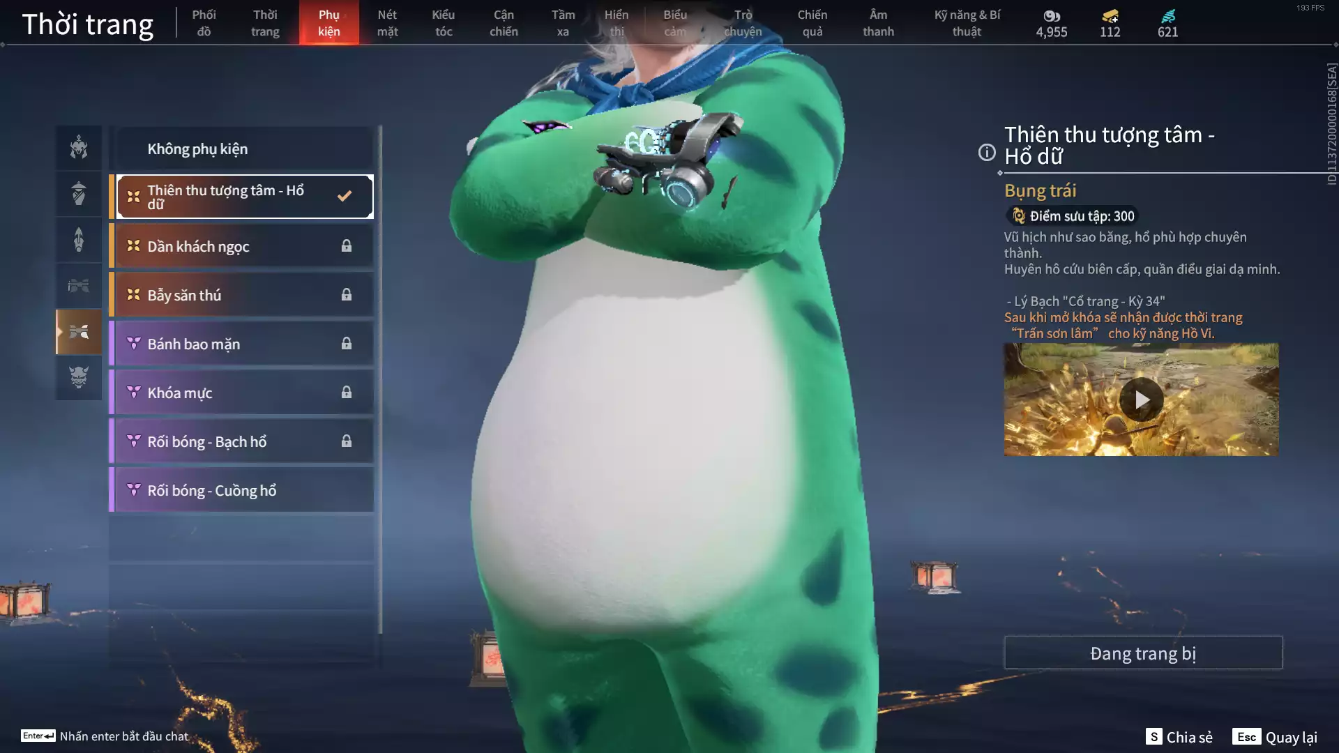 Acc #399: Skin đỏ (tướng): Thiên nữ anh vân, hoa của cát, lệ giao nhân, hoá thân minh vương ...